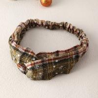 China Christmas Plaid Elastic Cross Knot Hair Ribbon Bands for Women 49cm for sale