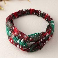 China Christmas Plaid Elastic Cross Knot Hair Ribbon Bands for Women 49cm for sale