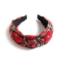 China Christmas Plaid Elastic Cross Knot Hair Ribbon Bands for Women 49cm for sale