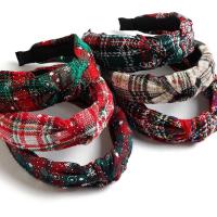 China Christmas Plaid Knot Hairband 40cm 15.8in Xmas Holiday Hair Accessories Wholesale for sale