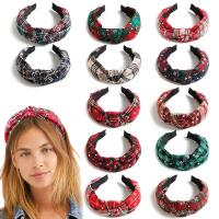 China Christmas Plaid Knot Hairband 40cm 15.8in Xmas Holiday Hair Accessories Wholesale for sale