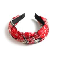 China Christmas Plaid Knot Hairband 40cm 15.8in Xmas Holiday Hair Accessories Wholesale for sale
