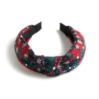 China Christmas Plaid Knot Hairband 40cm 15.8in Xmas Holiday Hair Accessories Wholesale for sale