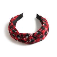 China Christmas Plaid Knot Hairband 40cm 15.8in Xmas Holiday Hair Accessories Wholesale for sale