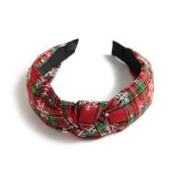 China Christmas Plaid Knot Hairband 40cm 15.8in Xmas Holiday Hair Accessories Wholesale for sale