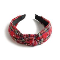 China Christmas Plaid Knot Hairband 40cm 15.8in Xmas Holiday Hair Accessories Wholesale for sale
