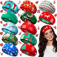 China Custom Sublimation Printed Christmas Tree Halloween Headband 23x10cm Stretchy Athletic Hairband for sale