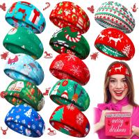 China Custom Sublimation Printed Christmas Tree Halloween Headband 23x10cm Stretchy Athletic Hairband for sale