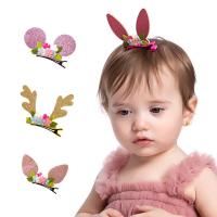 China Christmas Antler Mickey Hair Clip for Kids Girls Cute Creative Flower Hairpin 5.5x5cm for sale
