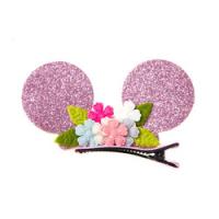 China Christmas Antler Mickey Hair Clip for Kids Girls Cute Creative Flower Hairpin 5.5x5cm for sale