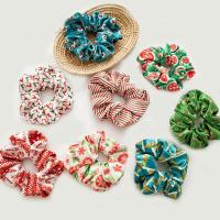 China Christmas Deer Snow Tree Polyester Fabric Hair Scrunchies 10cm Elastic Ponytail Holder for Women Girls for sale