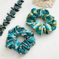 China Christmas Deer Snow Tree Polyester Fabric Hair Scrunchies 10cm Elastic Ponytail Holder for Women Girls for sale