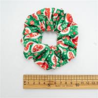 China Christmas Deer Snow Tree Polyester Fabric Hair Scrunchies 10cm Elastic Ponytail Holder for Women Girls for sale