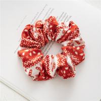 China Christmas Deer Snow Tree Polyester Fabric Hair Scrunchies 10cm Elastic Ponytail Holder for Women Girls for sale