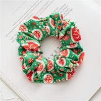 China Christmas Deer Snow Tree Polyester Fabric Hair Scrunchies 10cm Elastic Ponytail Holder for Women Girls for sale