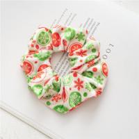 China Christmas Deer Snow Tree Polyester Fabric Hair Scrunchies 10cm Elastic Ponytail Holder for Women Girls for sale