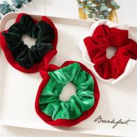China Christmas Velvet Scrunchies 10cm Elastic Hair Ties for Girls Holiday Hair Accessories for sale