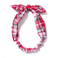 China Christmas Rabbit Ear Bow Headband Knotted Hairband for Women Girls 21x7cm Cotton Fabric for sale