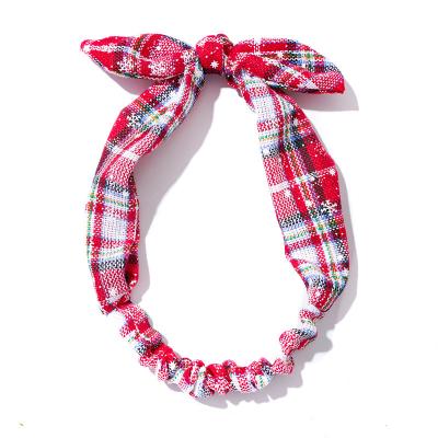 China Christmas Rabbit Ear Bow Headband Knotted Hairband for Women Girls 21x7cm Cotton Fabric for sale