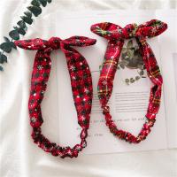 China Christmas Rabbit Ear Bow Headband Knotted Hairband for Women Girls 21x7cm Cotton Fabric for sale