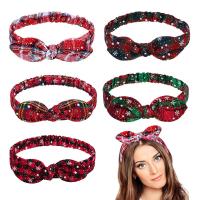 China Christmas Rabbit Ear Bow Headband Knotted Hairband for Women Girls 21x7cm Cotton Fabric for sale