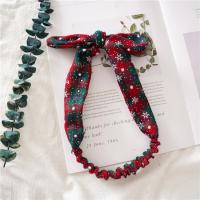 China Christmas Rabbit Ear Bow Headband Knotted Hairband for Women Girls 21x7cm Cotton Fabric for sale