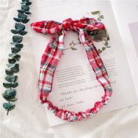 China Christmas Rabbit Ear Bow Headband Knotted Hairband for Women Girls 21x7cm Cotton Fabric for sale