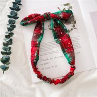 China Christmas Rabbit Ear Bow Headband Knotted Hairband for Women Girls 21x7cm Cotton Fabric for sale