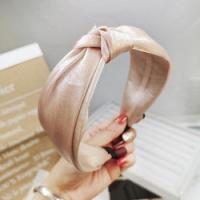 China Fabric Knot Hairband for Women 6cm Wide Non Slip Thick Turban Headband Handmade for sale