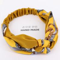 China Boho Knotted Headband Women Headwrap Cross Cloth Art Elastic Makeup Hair Band 7cm for sale