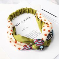 China Fabric Knot Dot Splicing Headband for Women 6cm Wide Elastic Hair Band Korean Style for sale
