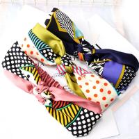 China Fabric Knot Dot Splicing Headband for Women 6cm Wide Elastic Hair Band Korean Style for sale