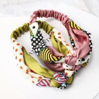 China Fabric Knot Dot Splicing Headband for Women 6cm Wide Elastic Hair Band Korean Style for sale