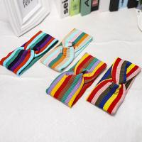 China Rainbow Stripe Elastic Hair Band for Women 7cm Wide Sports Headband for sale