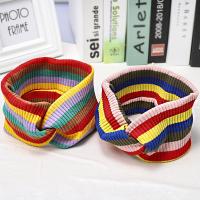 China Rainbow Stripe Elastic Hair Band for Women 7cm Wide Sports Headband for sale