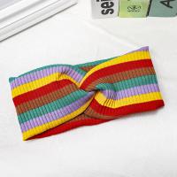 China Rainbow Stripe Elastic Hair Band for Women 7cm Wide Sports Headband for sale
