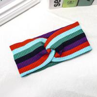 China Rainbow Stripe Elastic Hair Band for Women 7cm Wide Sports Headband for sale