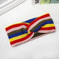 China Rainbow Stripe Elastic Hair Band for Women 7cm Wide Sports Headband for sale