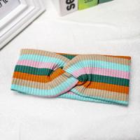 China Rainbow Stripe Elastic Hair Band for Women 7cm Wide Sports Headband for sale