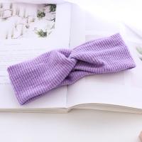 China Brown Elastic Hair Band for Baby Girls Autumn Winter Striped Wool 6.5cm Wide for sale