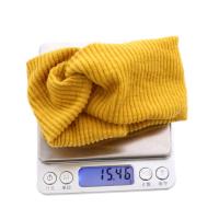 China Brown Elastic Hair Band for Baby Girls Autumn Winter Striped Wool 6.5cm Wide for sale
