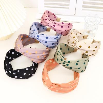 China Fabric Wave Point Cross Hair Band 5cm Wide 41g Non Slip Headband for Women Girls Daily Use for sale