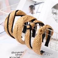 China Natural Grass Woven Women Headband 7cm Wide Fashion Hair Band for Daily Use for sale
