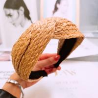 China Natural Grass Woven Women Headband 7cm Wide Fashion Hair Band for Daily Use for sale