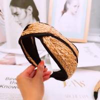 China Natural Grass Woven Women Headband 7cm Wide Fashion Hair Band for Daily Use for sale