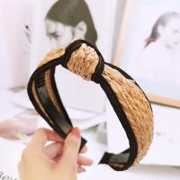 China Natural Grass Woven Women Headband 7cm Wide Fashion Hair Band for Daily Use for sale