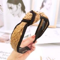 China Natural Grass Woven Women Headband 7cm Wide Fashion Hair Band for Daily Use for sale