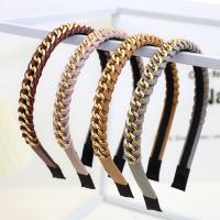 China Wholesale Imitation Leather Twist Metal Chain Pu Hair Bands Braid Headband 1.5cm Width 40g for sale