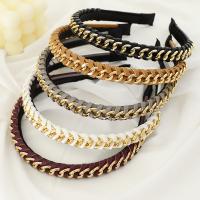 China Wholesale Imitation Leather Twist Metal Chain Pu Hair Bands Braid Headband 1.5cm Width 40g for sale