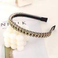 China Wholesale Imitation Leather Twist Metal Chain Pu Hair Bands Braid Headband 1.5cm Width 40g for sale